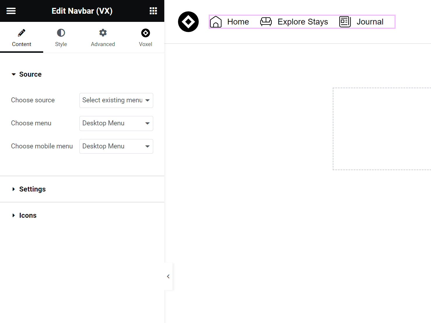 Navbar (VX) widget - docs.getvoxel.io