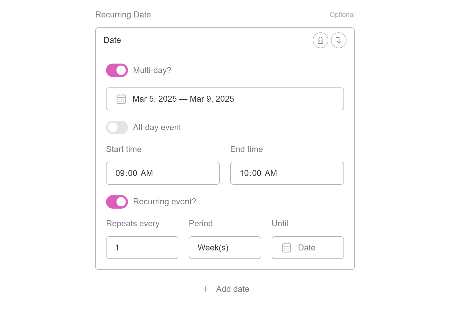 Recurring date field - docs.getvoxel.io